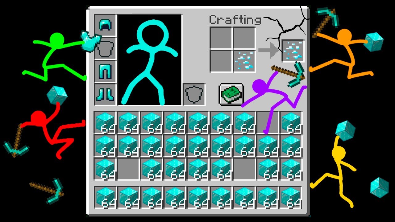 Stickman Animation Vs Minecraft ~ DIAMOND STICKMAN INVENTORY / Animator ...