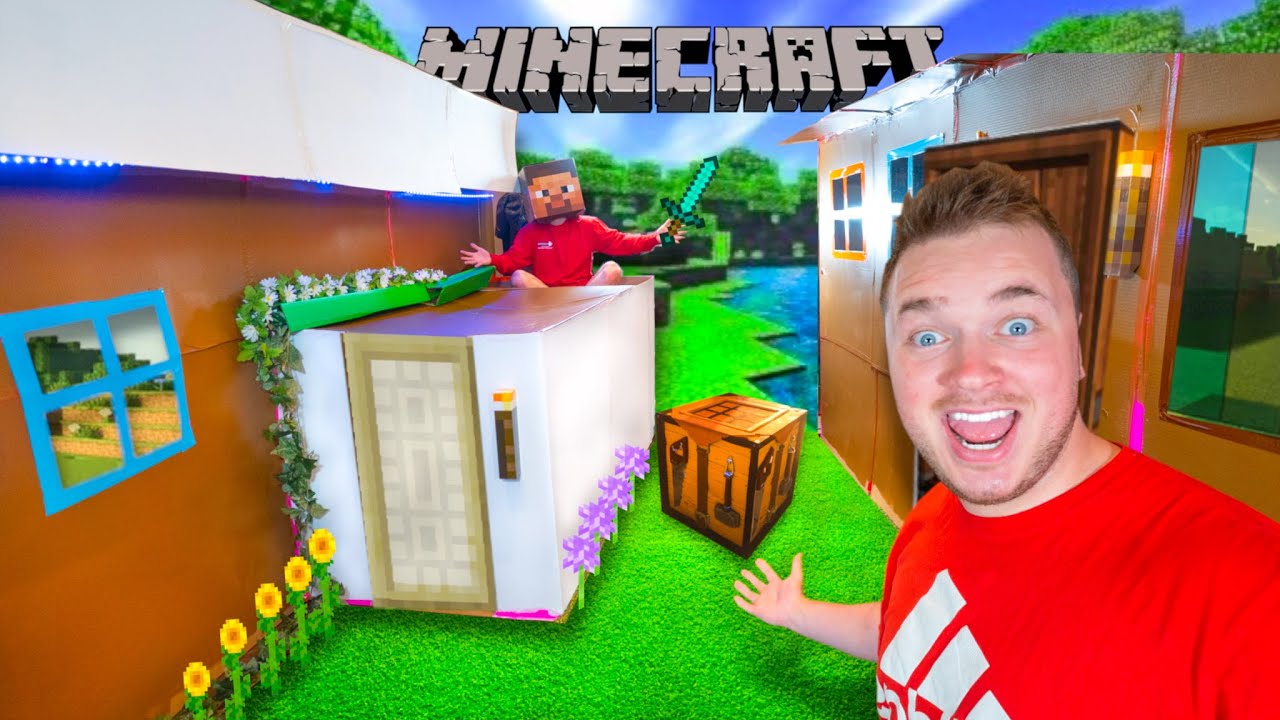 We Built A BOX FORT Minecraft Village (24 Hour Challenge) - Minecraft ...