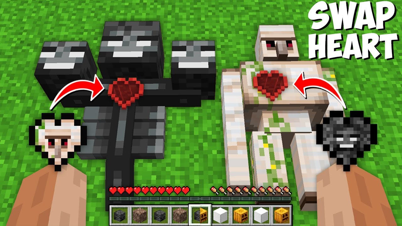 What if I SWAP THE HEART OF GOLEM AND WITHER in Minecraft ? HEART ...