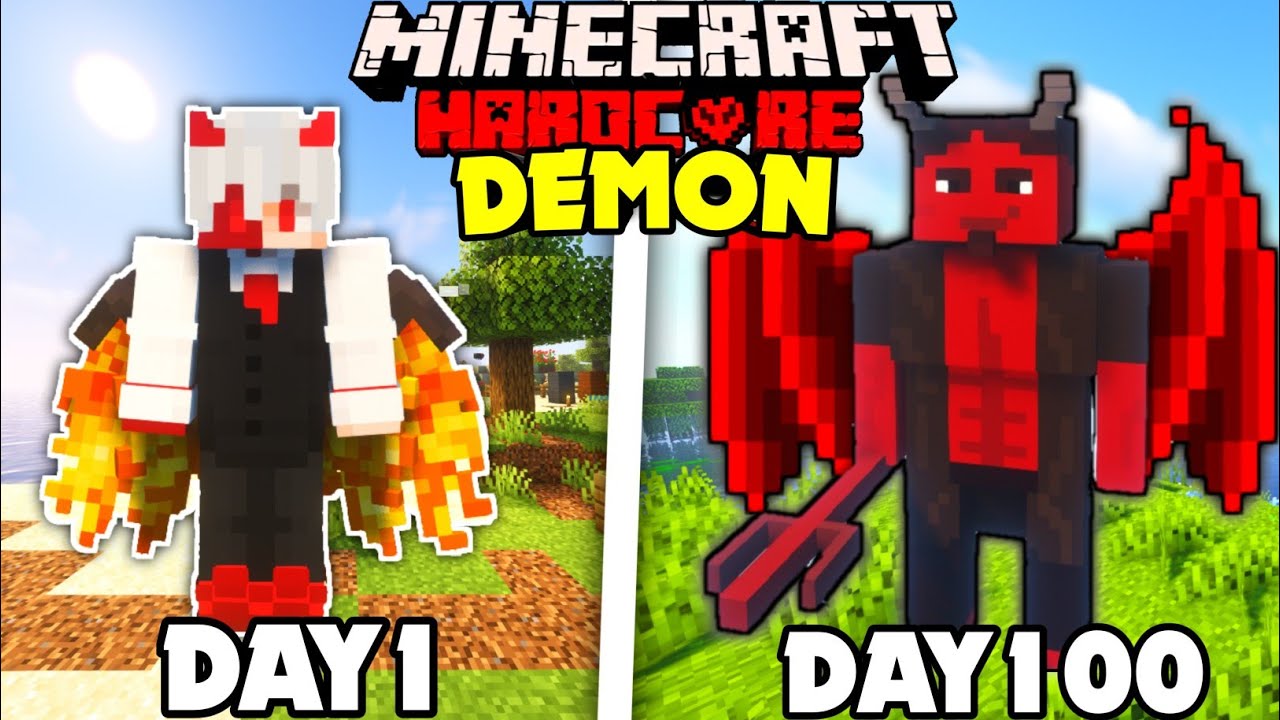 I Survived 100 Days as DEMON in Hardcore Minecraft (Hindi) - Minecraft ...