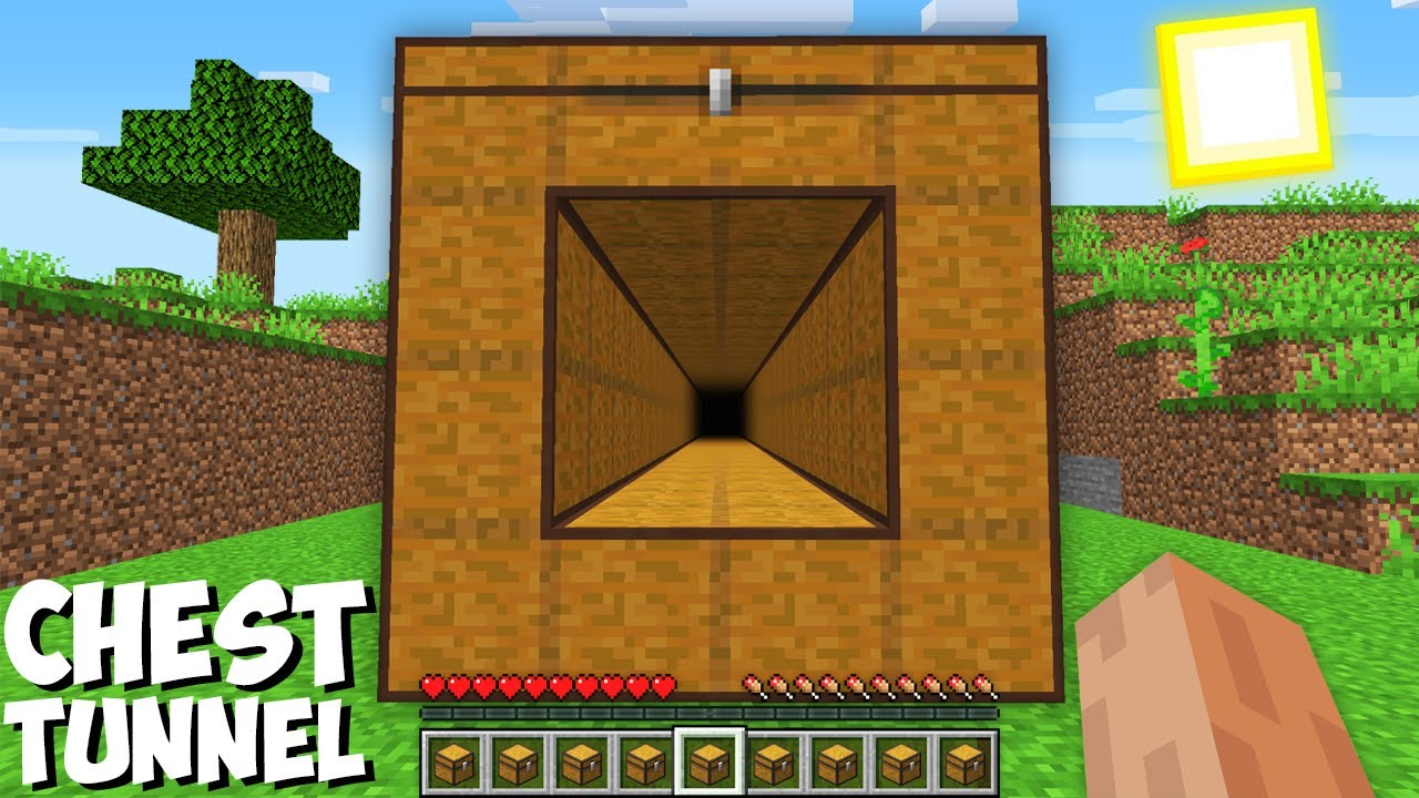 I found THE MOST SECRET CHEST TUNNEL in Minecraft ! SECRET PASSAGE ...