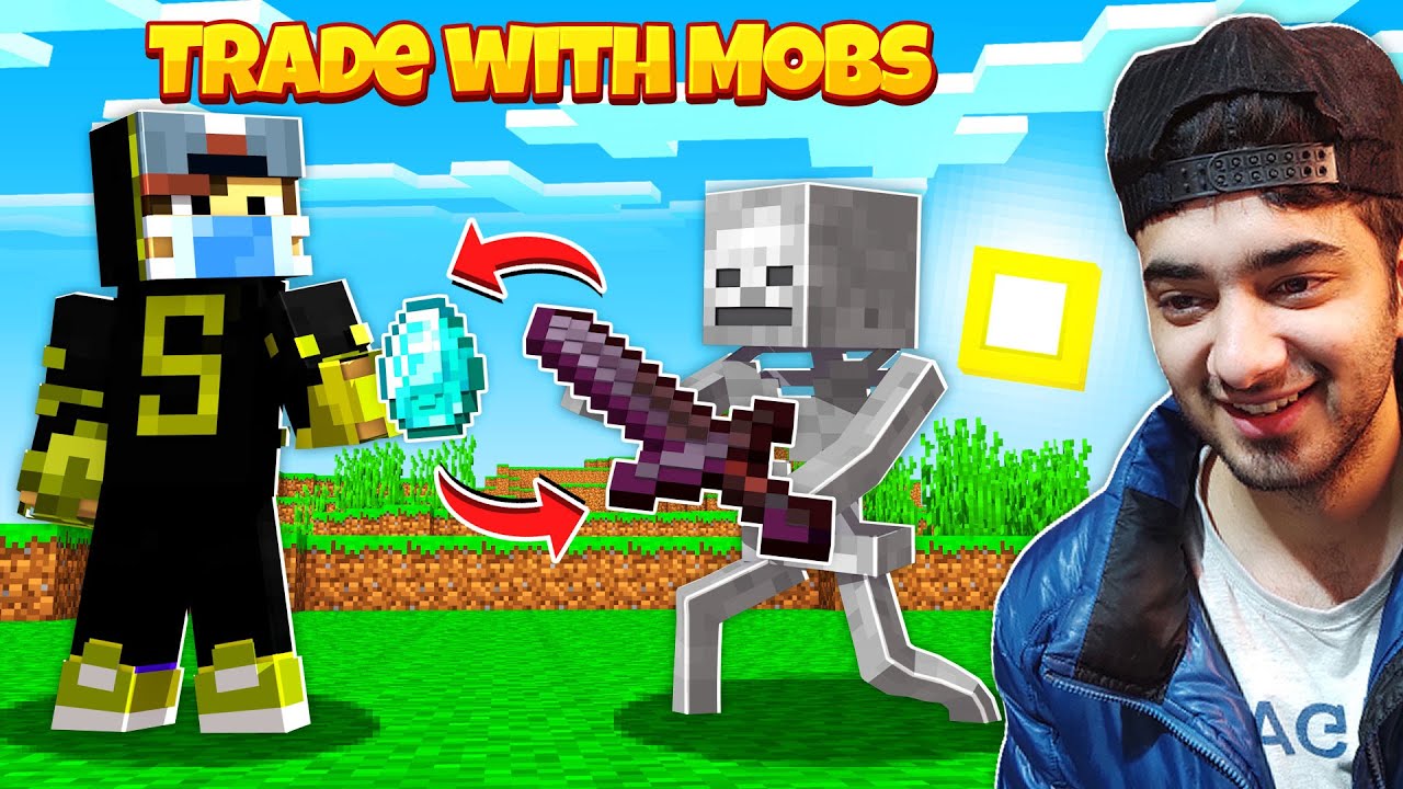 Minecraft But We Can Trade Custom Items With Mobs - Minecraft videos