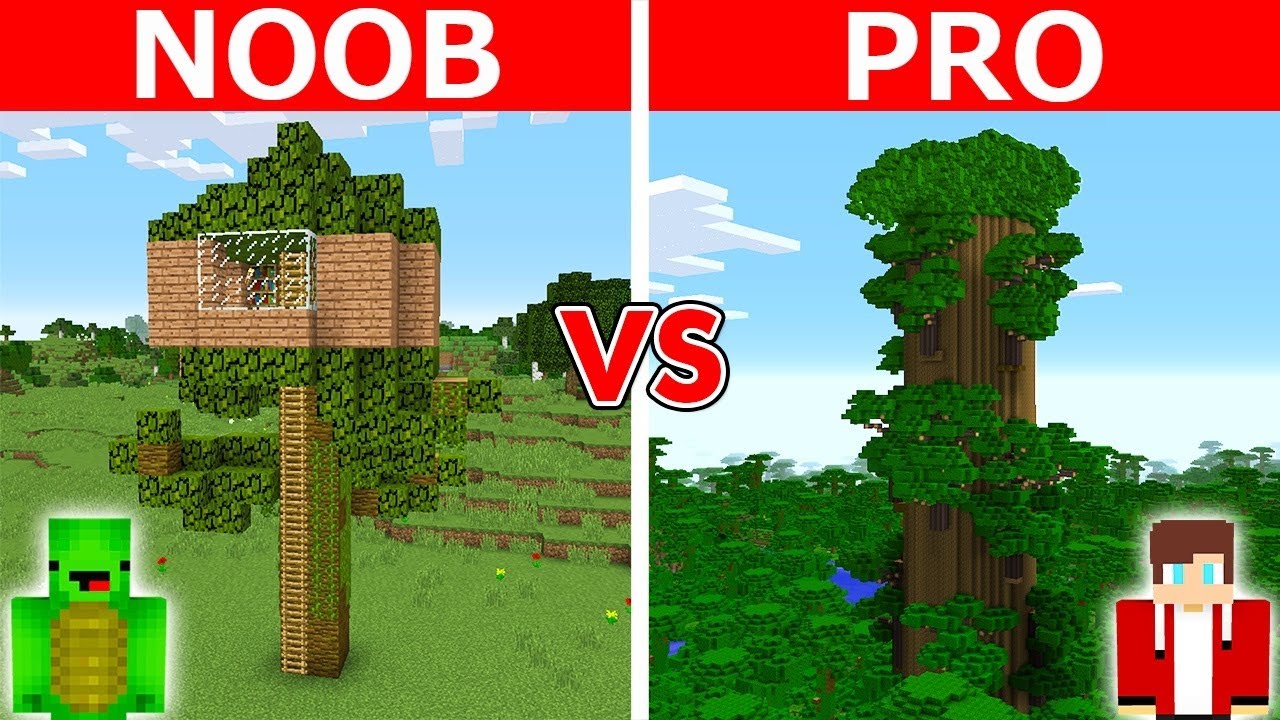 Minecraft NOOB vs PRO: SECURITY TREE HOUSE BUILD CHALLENGE - Minecraft videos
