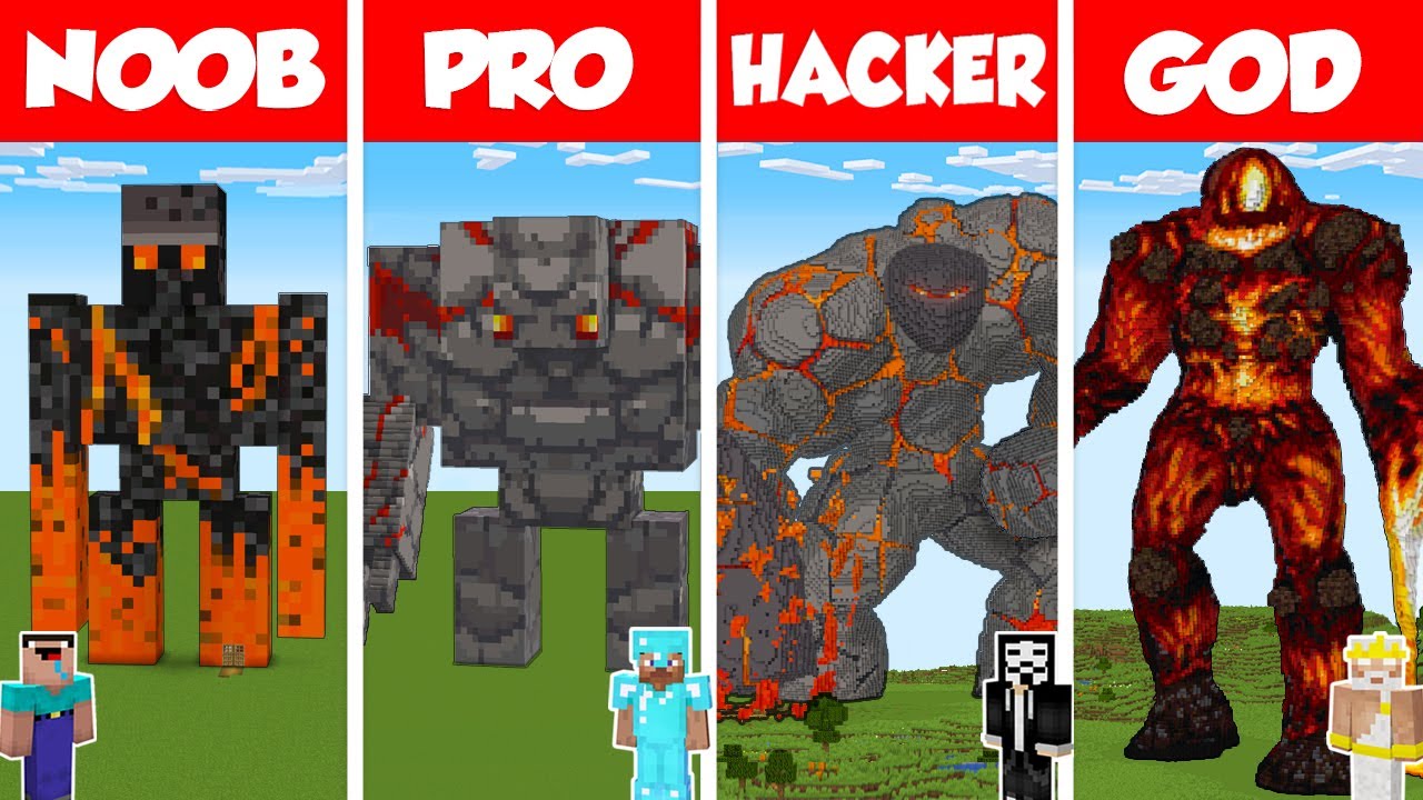 Minecraft TNT GOLEM HOUSE BUILD CHALLENGE - NOOB vs PRO vs HACKER vs GOD / Animation - Minecraft ...