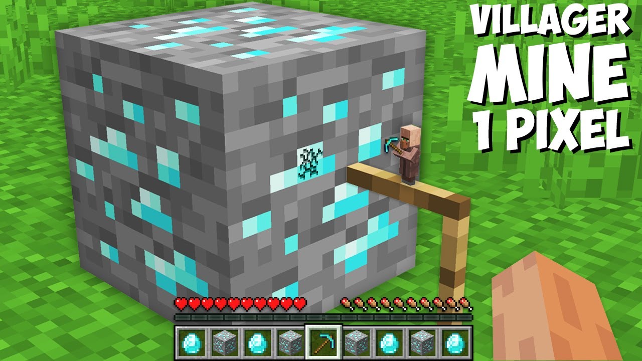 Only this TINY VILLAGER CAN MINE ONE DIAMOND PIXEL in Minecraft ! SMALL ...