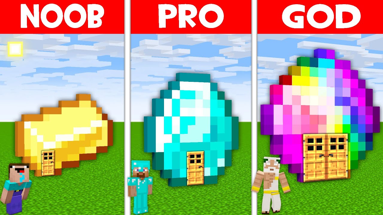SUPER SECRET BASE BUILD CHALLENGE! GOLD INGOT HOUSE in Minecraft NOOB ...