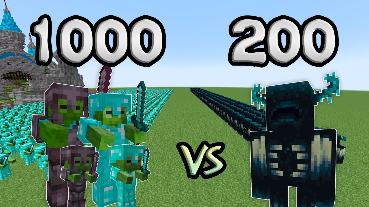 1000 Diamond Netherite Zombies Vs 200 Wardens | Minecraft - Minecraft ...