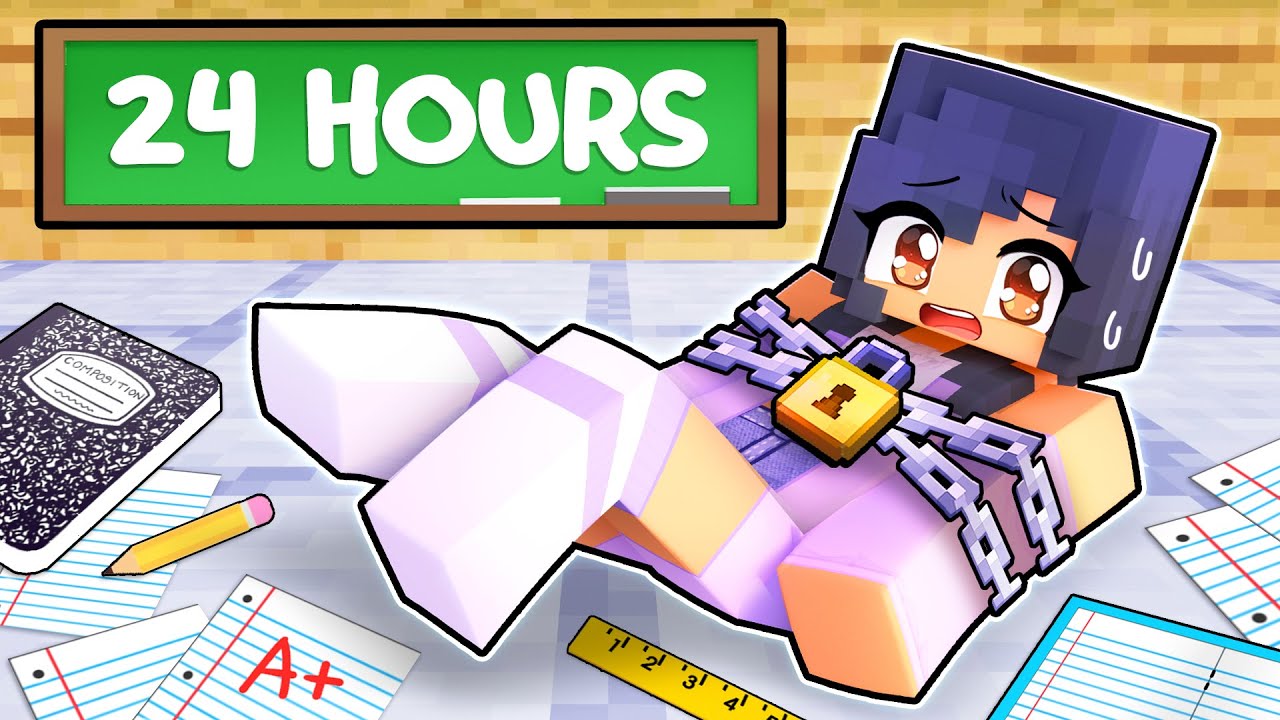 24 HOURS Locked In SCHOOL in Minecraft! - Minecraft videos