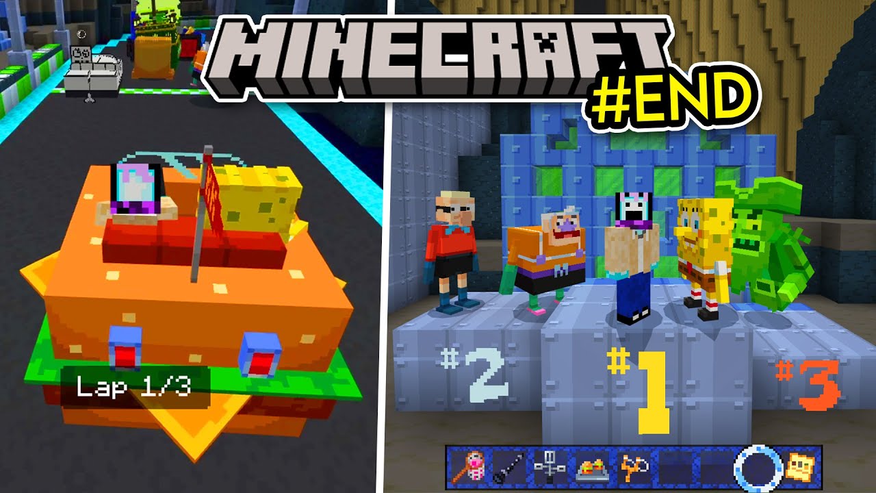 AKU BALAPAN PAKAI MOBIL KRABBY PATTIES DI MINECRAFT SPONGEBOB!!! #4 END ...