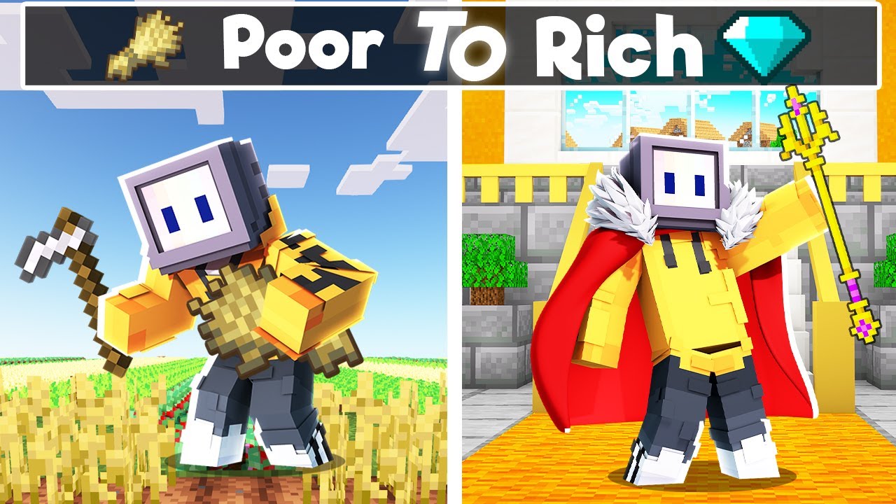 BECOMING POOR TO RICH IN 24 HOURS IN MINECRAFT - Minecraft videos