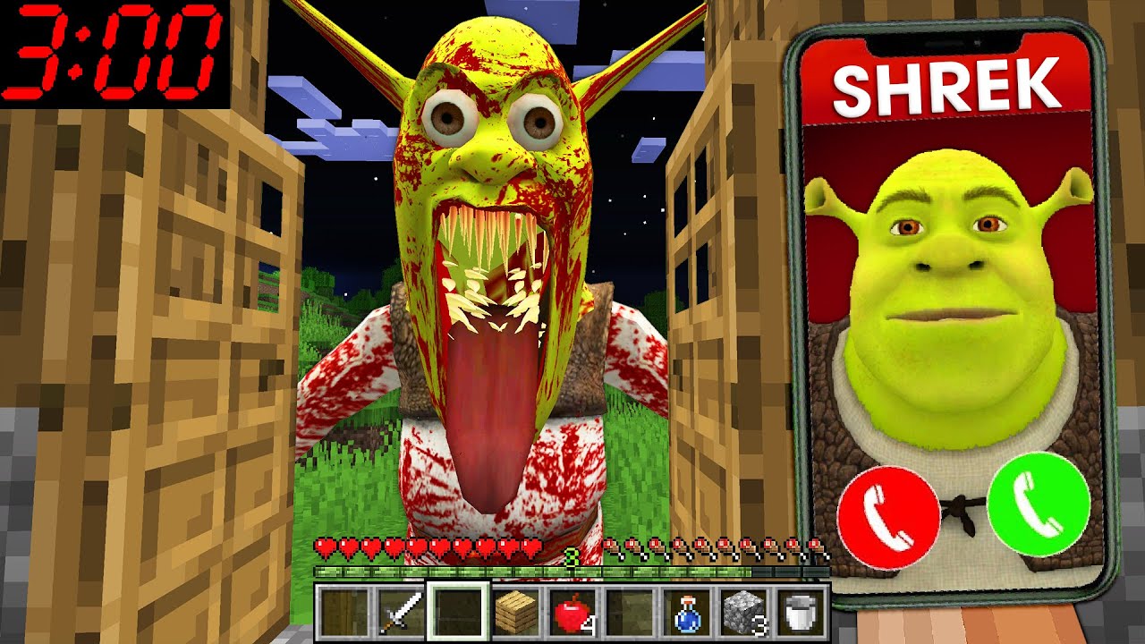 DON'T CALL TO SHREK.EXE at 3:00 AM in MINECRAFT minions The man in ...