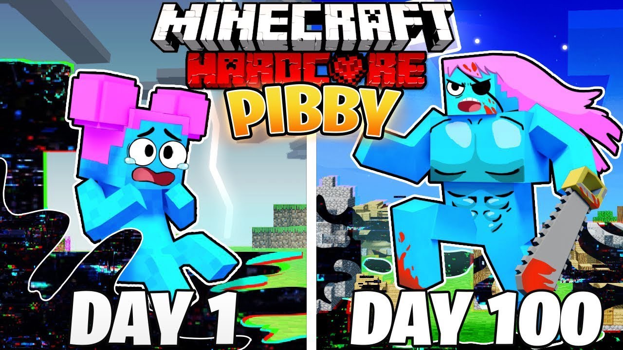 I Survived 100 DAYS as PIBBY in HARDCORE Minecraft! - Minecraft videos