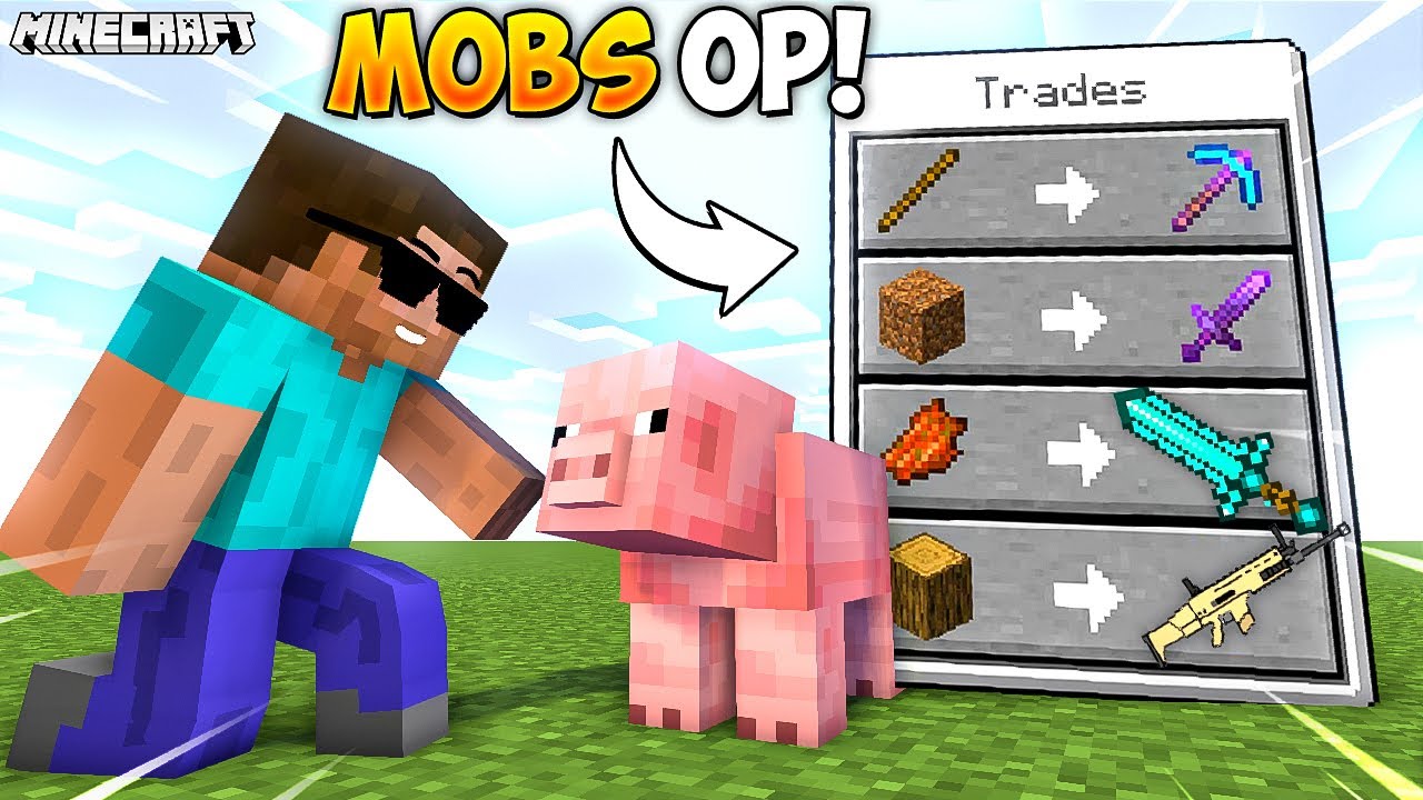 Minecraft But Every Mob Trade OP ITEMS... - Minecraft videos