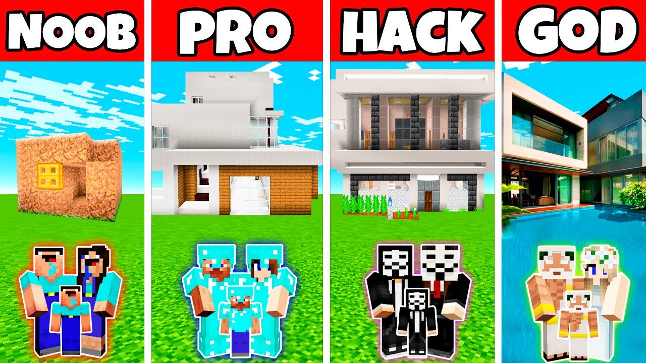 Minecraft: Family Prime Pretty House Build Challenge - Noob vs Pro vs Hacker vs God - Minecraft ...