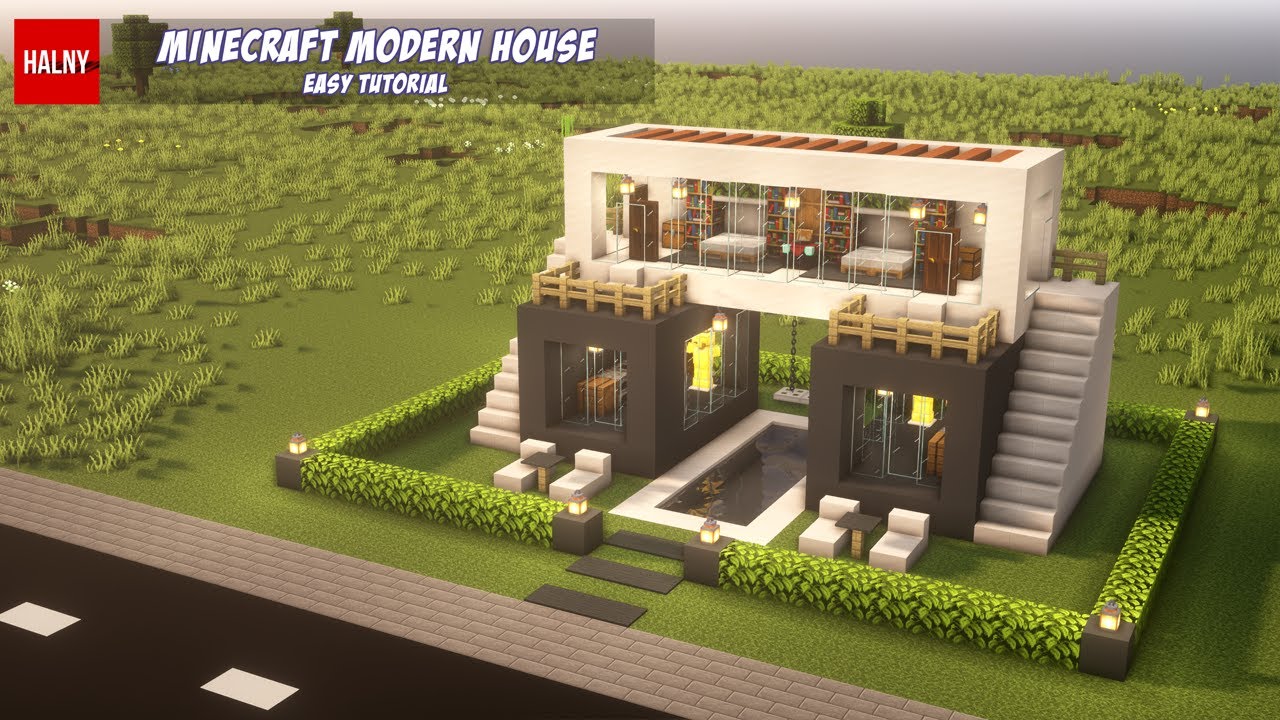 Modern house in minecraft - How to build (Tutorial HALNY) - Minecraft ...