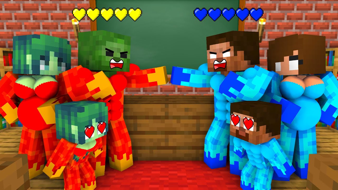 Monster School : FIRE ZOMBIE GIRL and ICE HEROBRINE BOY LOVE CURSE ...