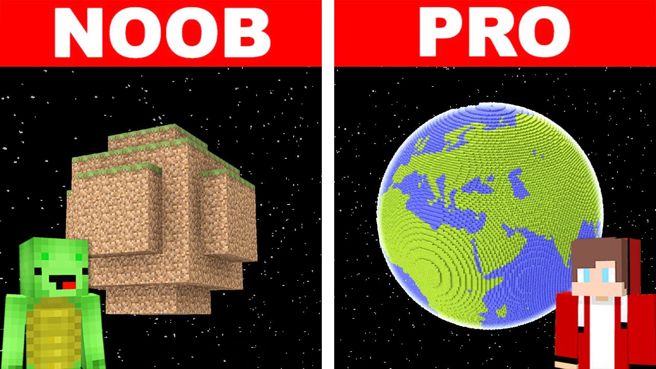 NOOB vs PRO Mikey's PLANET vs JJ's PLANET in Minecraft (Maizen JJ Mikey ...