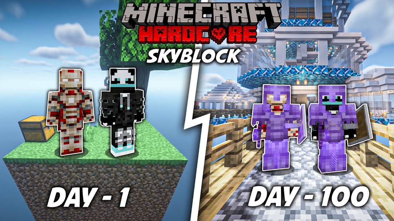 We Survived 100 Days in Minecraft Skyblock | DeadZilla & @WishCraft ...