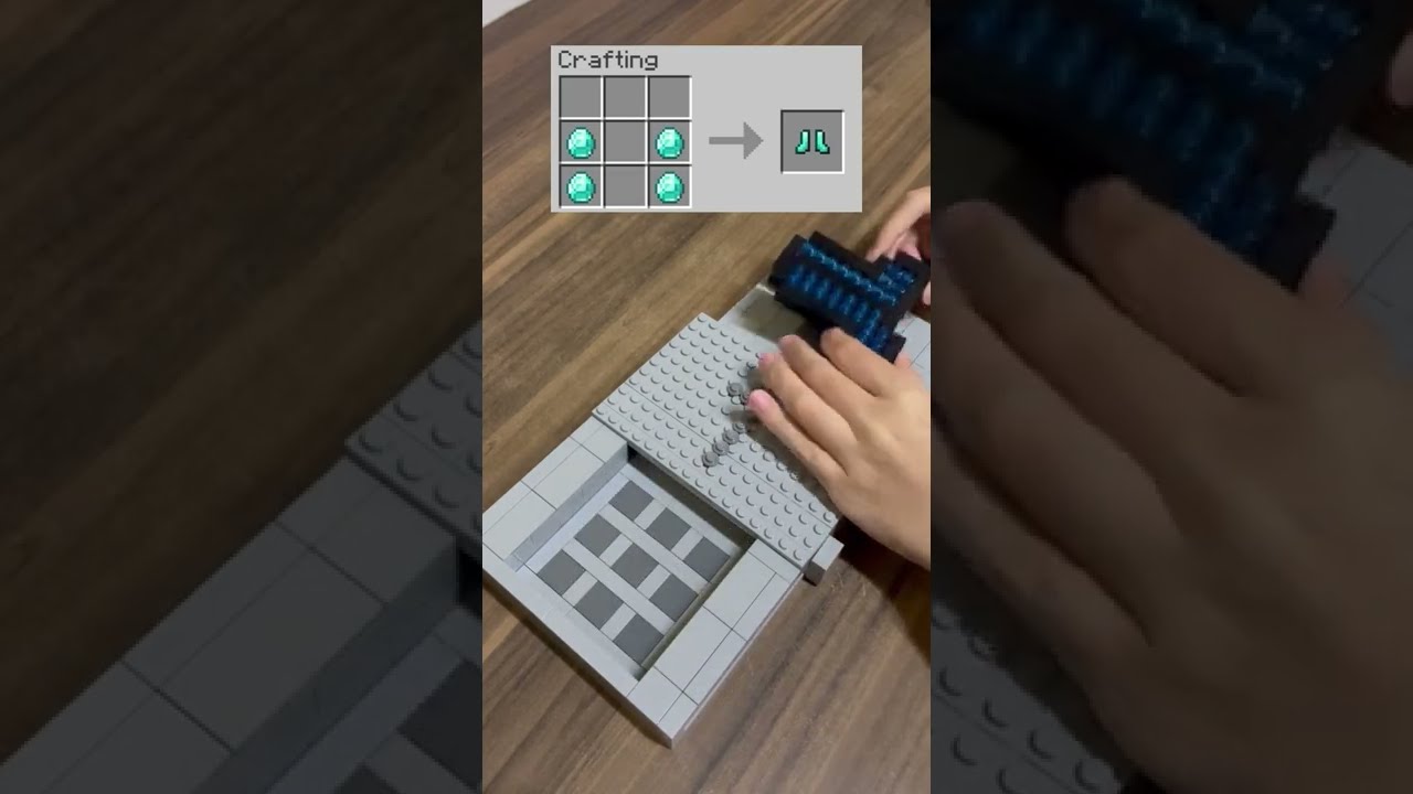 Crafting Minecraft Diamond Boots BUT Lego! #shorts - Minecraft videos