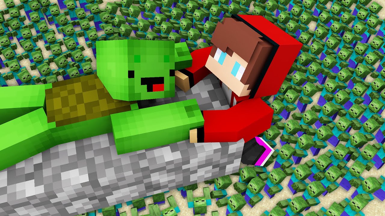 How JJ & Mikey Escaping from a Zombie Apocalypse in Minecraft Maizen ...