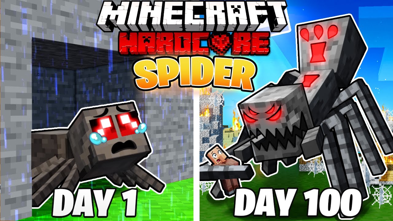 I Survived 100 DAYS as a SPIDER in HARDCORE Minecraft! - Minecraft videos