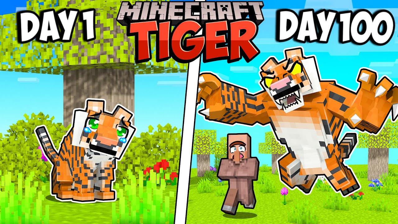 I Survived 100 Days as a TIGER in Minecraft - Minecraft videos