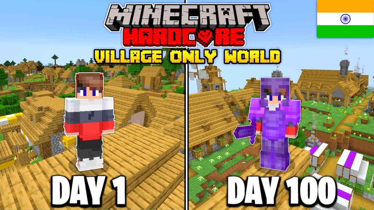 I Survived 100 Days in Village Only World in Minecraft Hardcore (HINDI ...