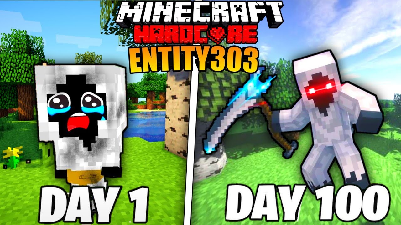 I Survived 100 as a ENTITY 303 in Hardcore Minecraft.... - Minecraft videos