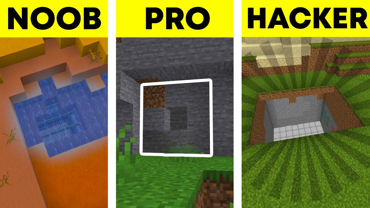 Minecraft NOOB vs PRO vs HACKER: Secret Base #Shorts - Minecraft videos