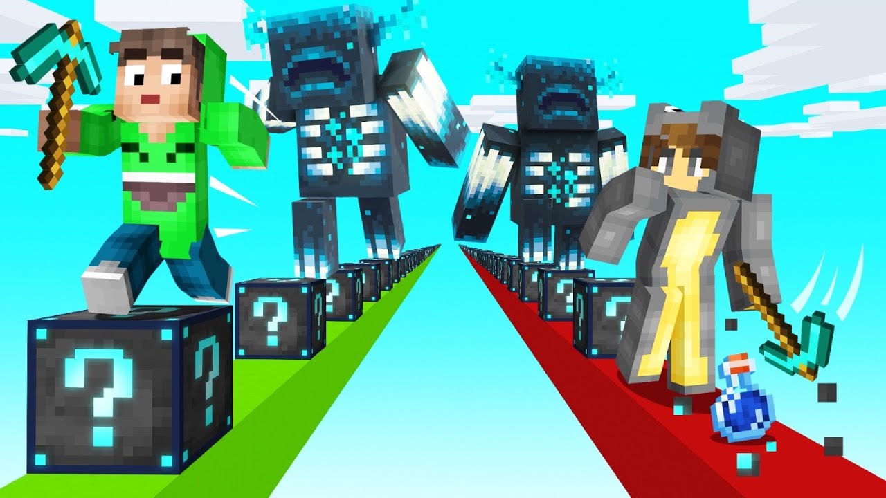 Minecraft WARDEN Lucky Block Race! (1v1) - Minecraft videos