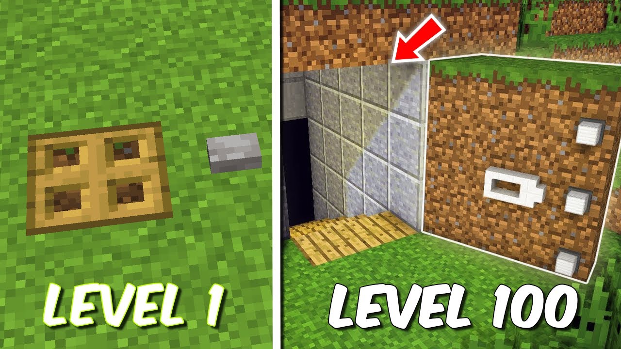 Testing Minecraft Secret Bases from Level 1 to Level 100 - Minecraft videos Testing Minecraft Secret Bases from Level 1 to Level 100 - Minecraft videos
