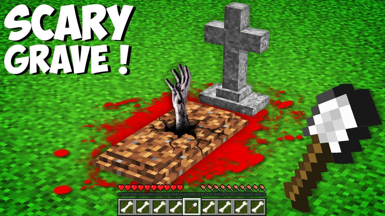 Who is INSIDE THIS TERRIBLE SCARY GRAVE in Minecraft ? SPOOKY CEMETERY ...