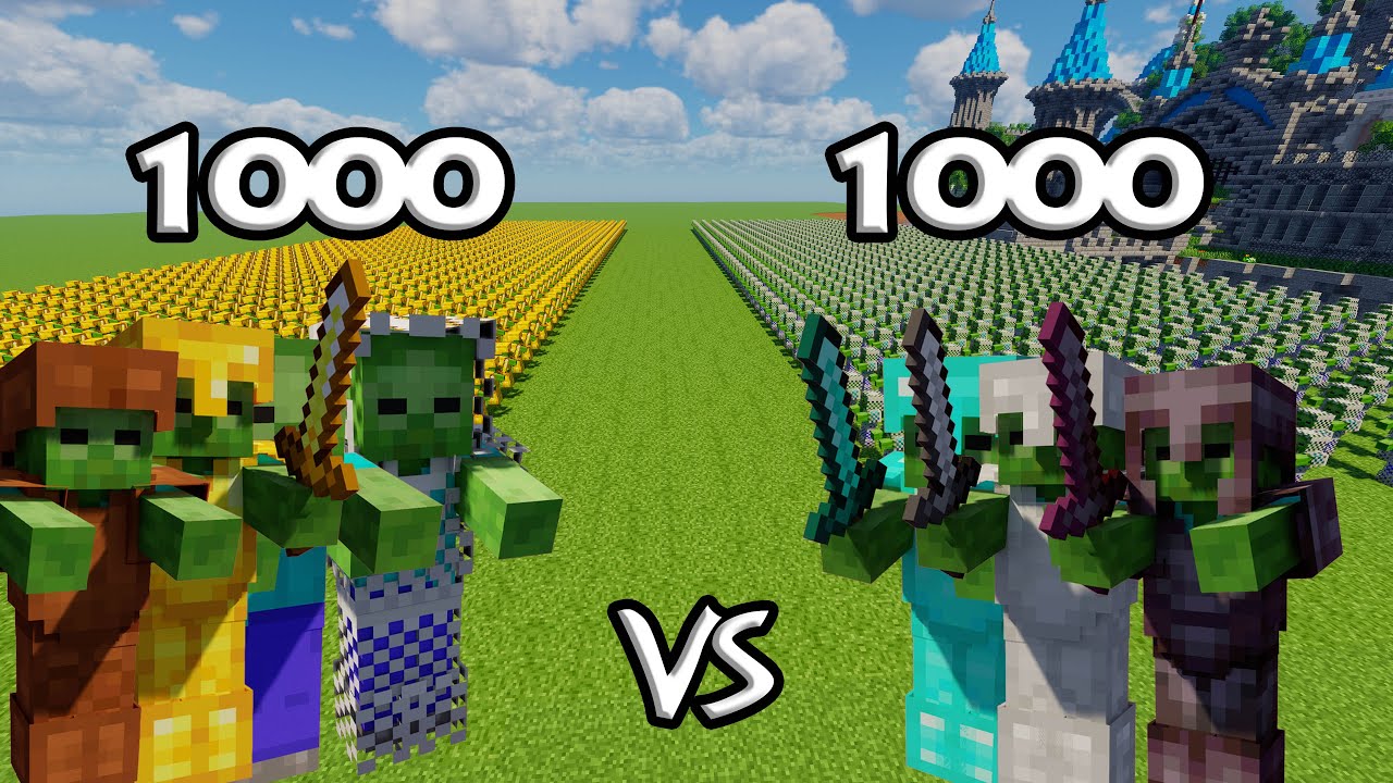 1000 Zombies Vs 1000 Zombies | Minecraft - Minecraft videos