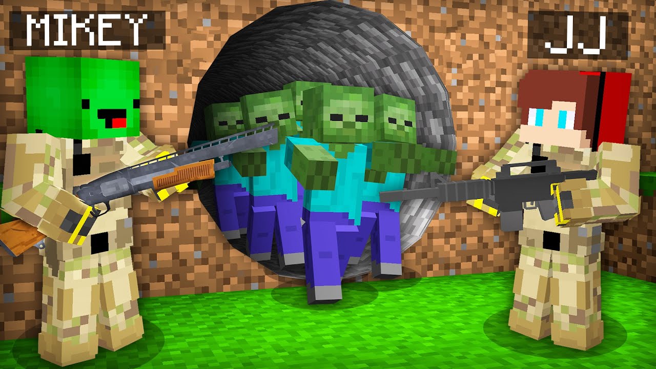 How Mikey & JJ Became War vs Zombie Apocalypse in Minecraft (Maizen Mazien Mizen) - Minecraft videos