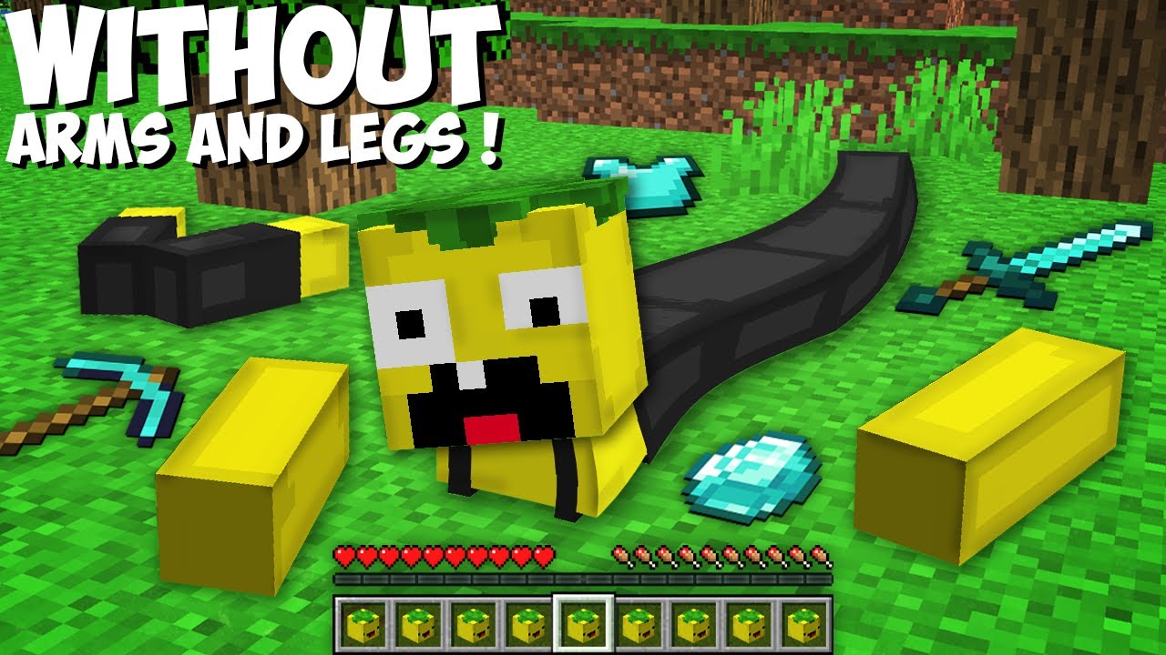 How to SURVIVE WITHOUT ARMS AND LEGS in Minecraft ? I BECAME A WORM ...