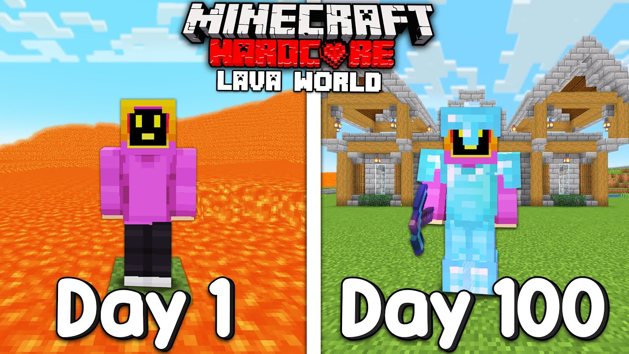 I Survived 100 Days In A Lava Only World In Hardcore Minecraft