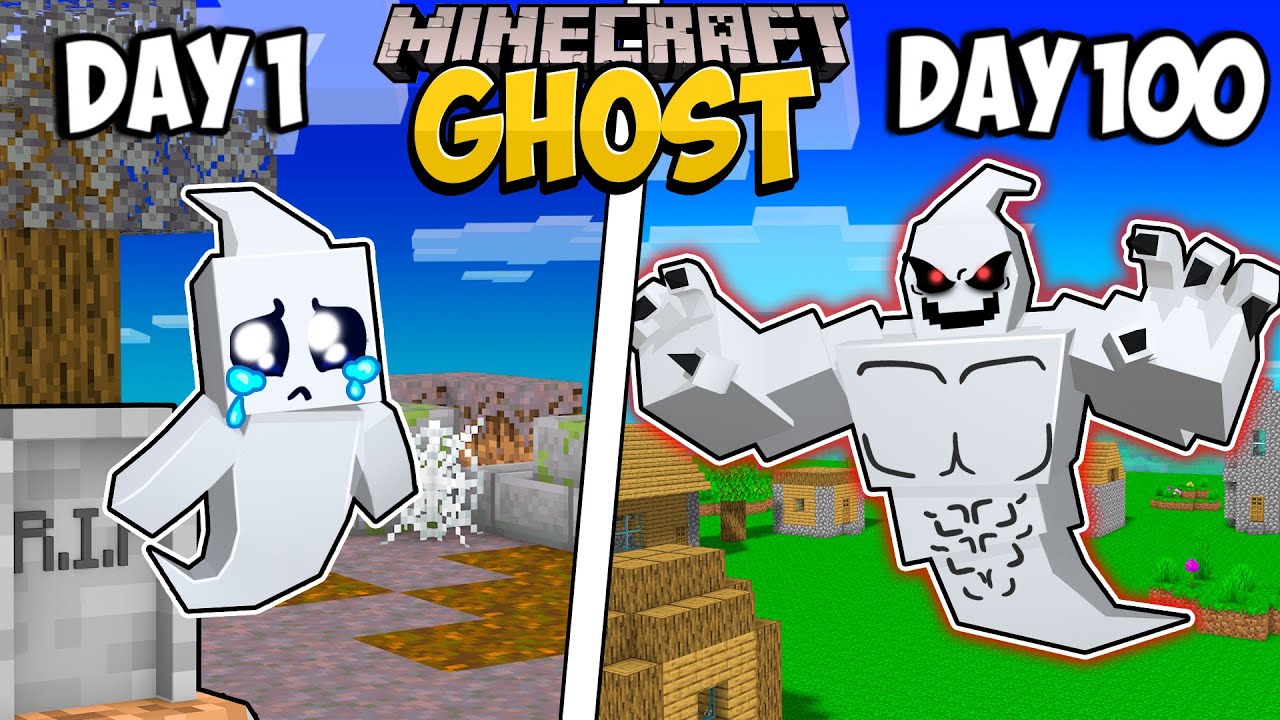 I Survived 100 Days as a GHOST in Minecraft - Minecraft videos