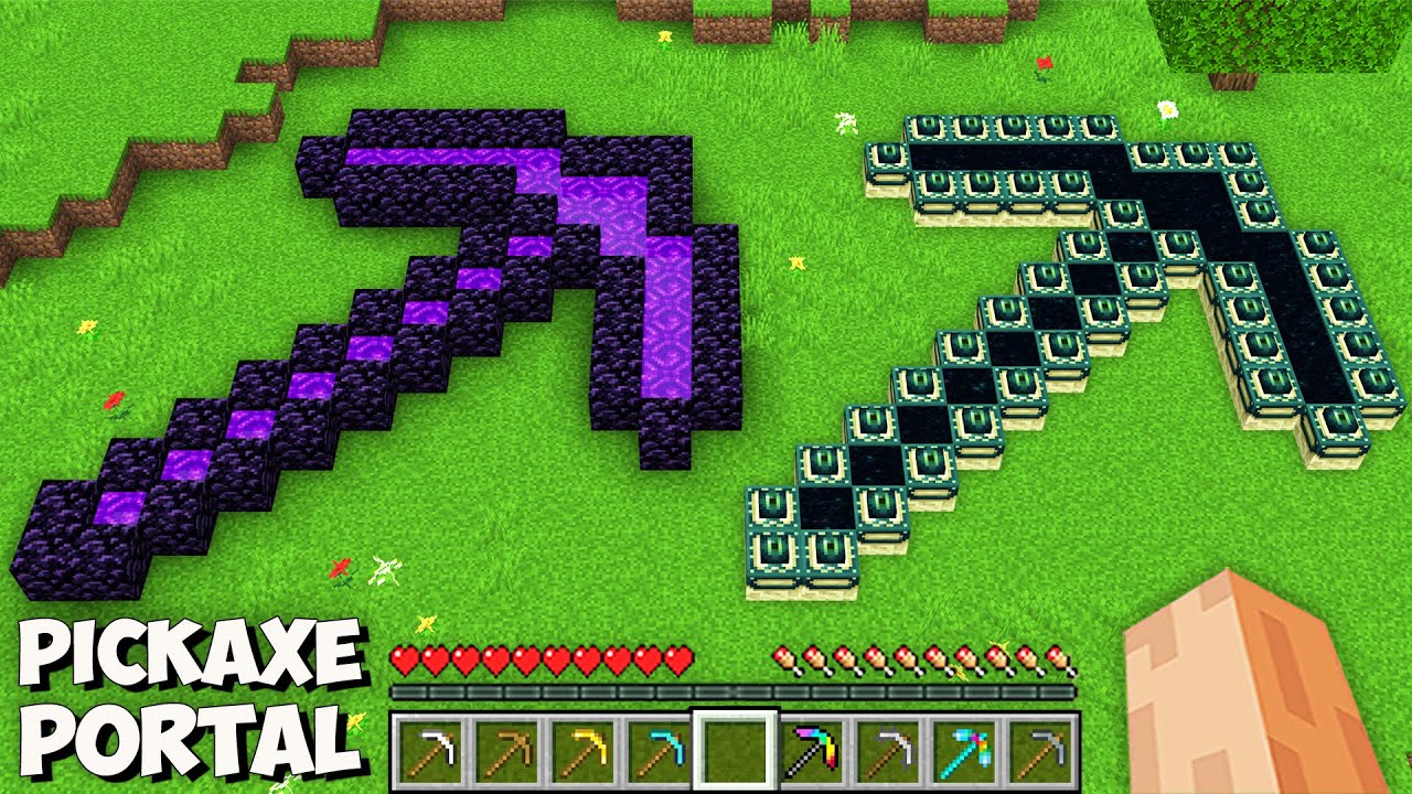 I found SECRET PICKAXE PORTAL in Minecraft! Which PICKAXE is BETTER? NETHER PORTAL vs END PORTAL ...