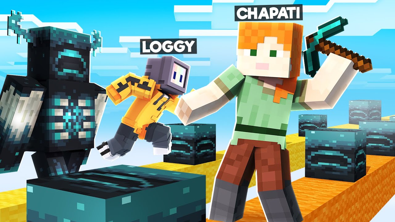 MINECRAFT 1V1 WARDEN LUCKY BLOCK RACE VS CHAPATI - Minecraft videos