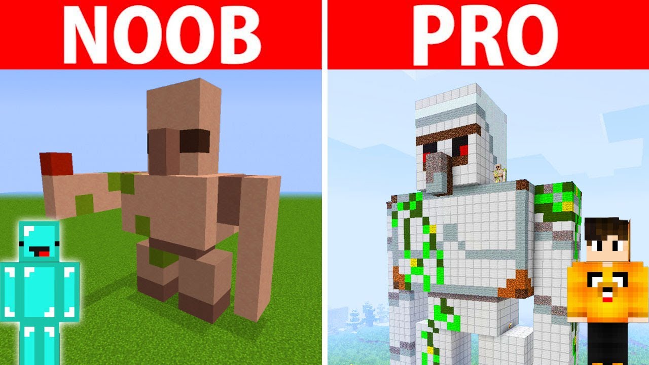 Minecraft NOOB Vs PRO : IRON GOLEM Build CHALLENGE! - Minecraft videos