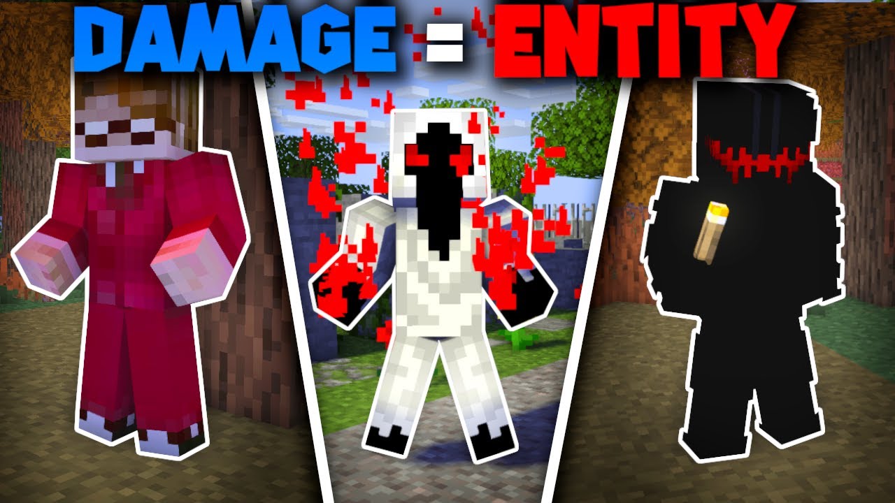 Minecraft but DAMAGE = Horror Entity || Minecraft Challenge ...