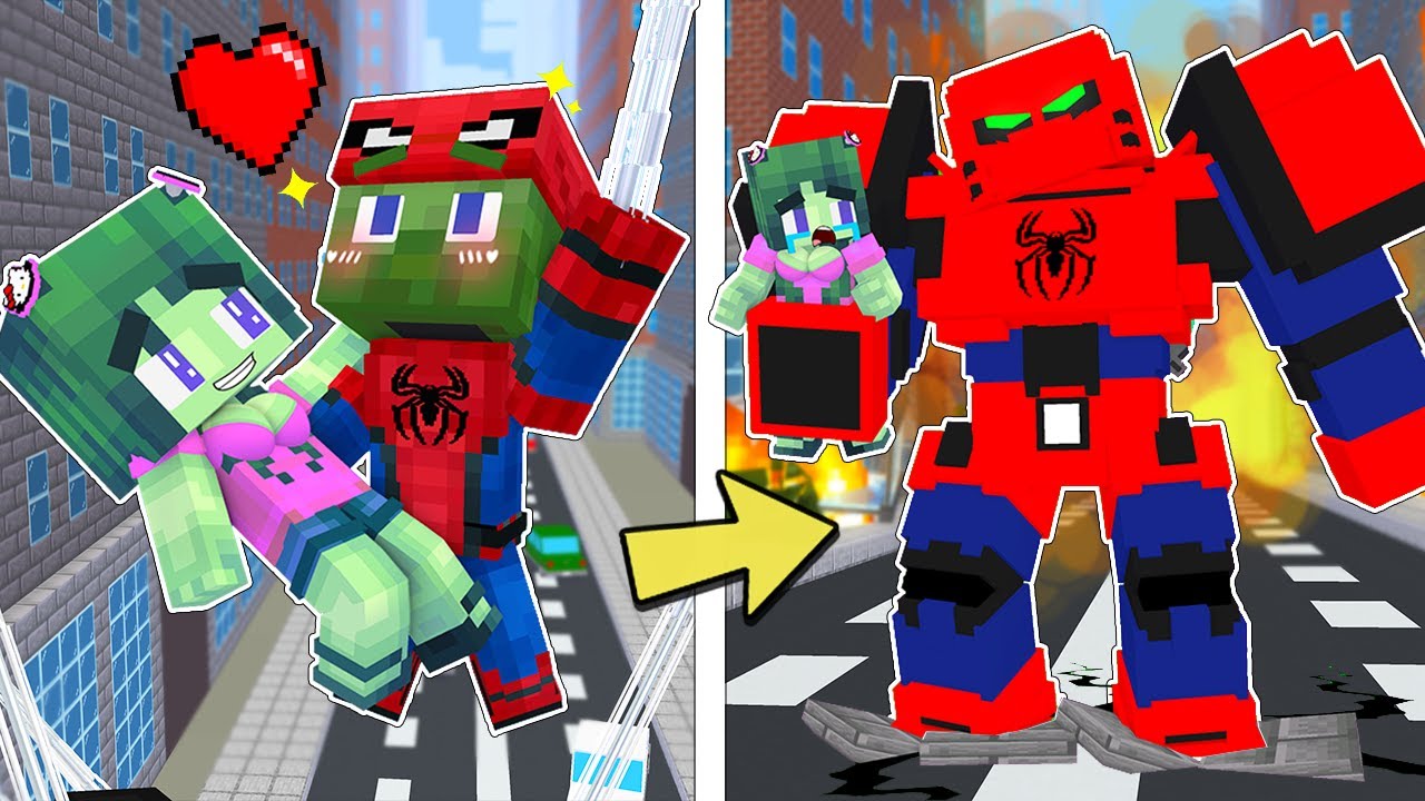 Monster School : Zombie Spiderman Becomes Giant Spider Robot ...