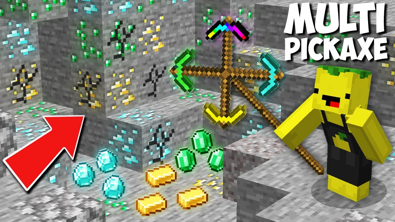 Only I have SUPER MULTI PICKAXE FOR MINE in Minecraft ! SECRET TREASURE ...