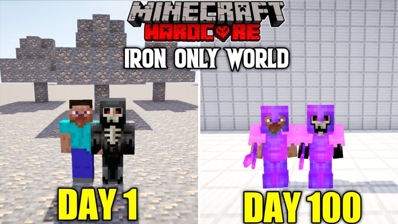 WE SURVIVED 100 DAYS IN IRON ONLY WORLD IN HARDCORE MINECRAFT | DUO 100 DAYS#1 | LORDN GAMING ...