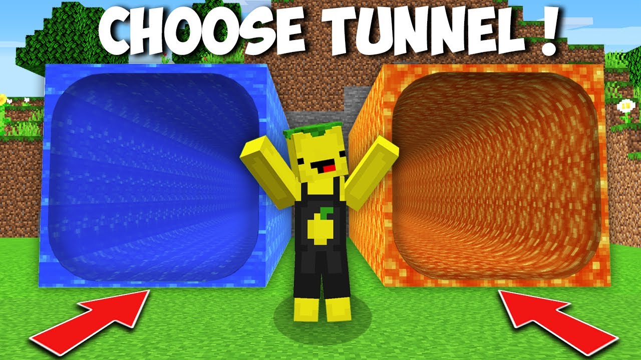 Which SECRET TUNNEL SHOULD I CHOOSE in Minecraft ? LAVA TUNNEL VS WATER ...