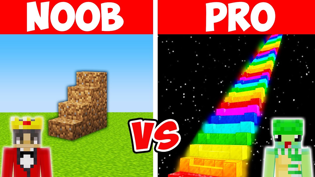 Minecraft NOOB vs PRO: LONGEST STAIRCASE BUILD CHALLENGE - Minecraft videos