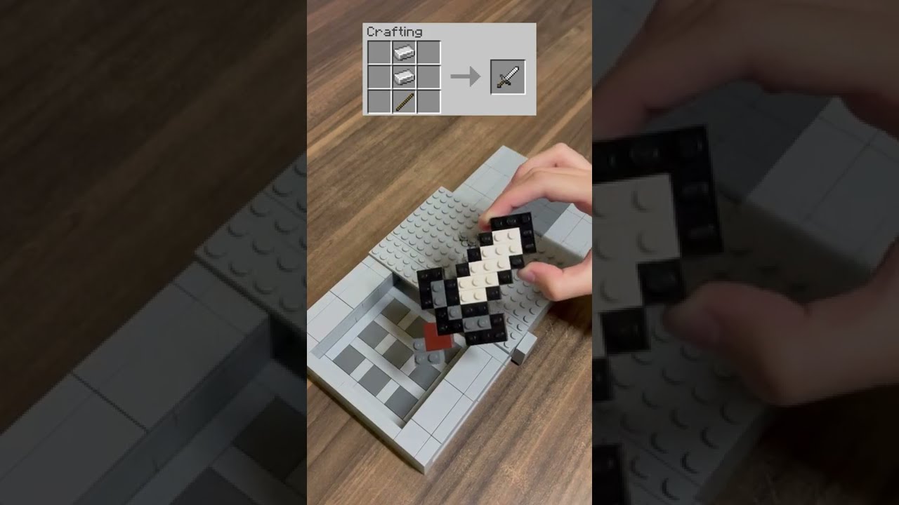 Crafting Minecraft Iron Sword BUT Lego! #shorts - Minecraft videos