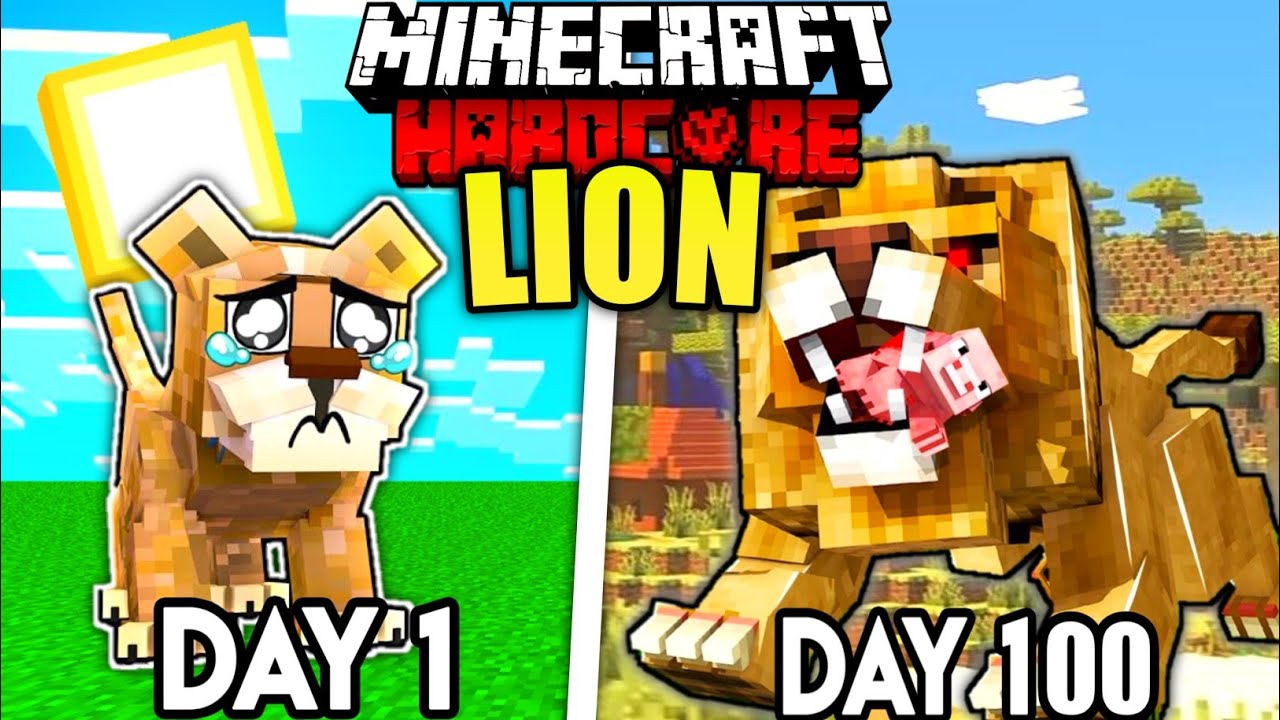 I Survived 100 Days as LION in Minecraft Hardcore (Hindi) - Minecraft ...