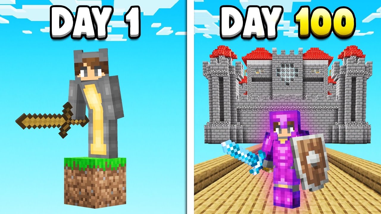 I Survived 100 Days on ONE BLOCK in Minecraft - Minecraft videos