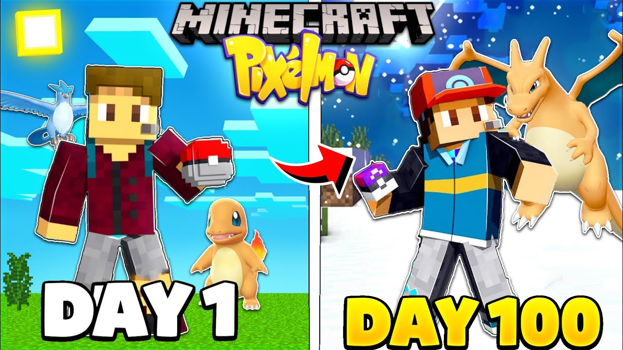 I survived 100 days in pixelmon minecraft, 100 days pixelmon, minecraft Pokemon, pixelmon, wizx ...